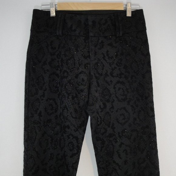 Cache | Pants & Jumpsuits | Cache Pants 6 Black Raised Velvet Animal ...